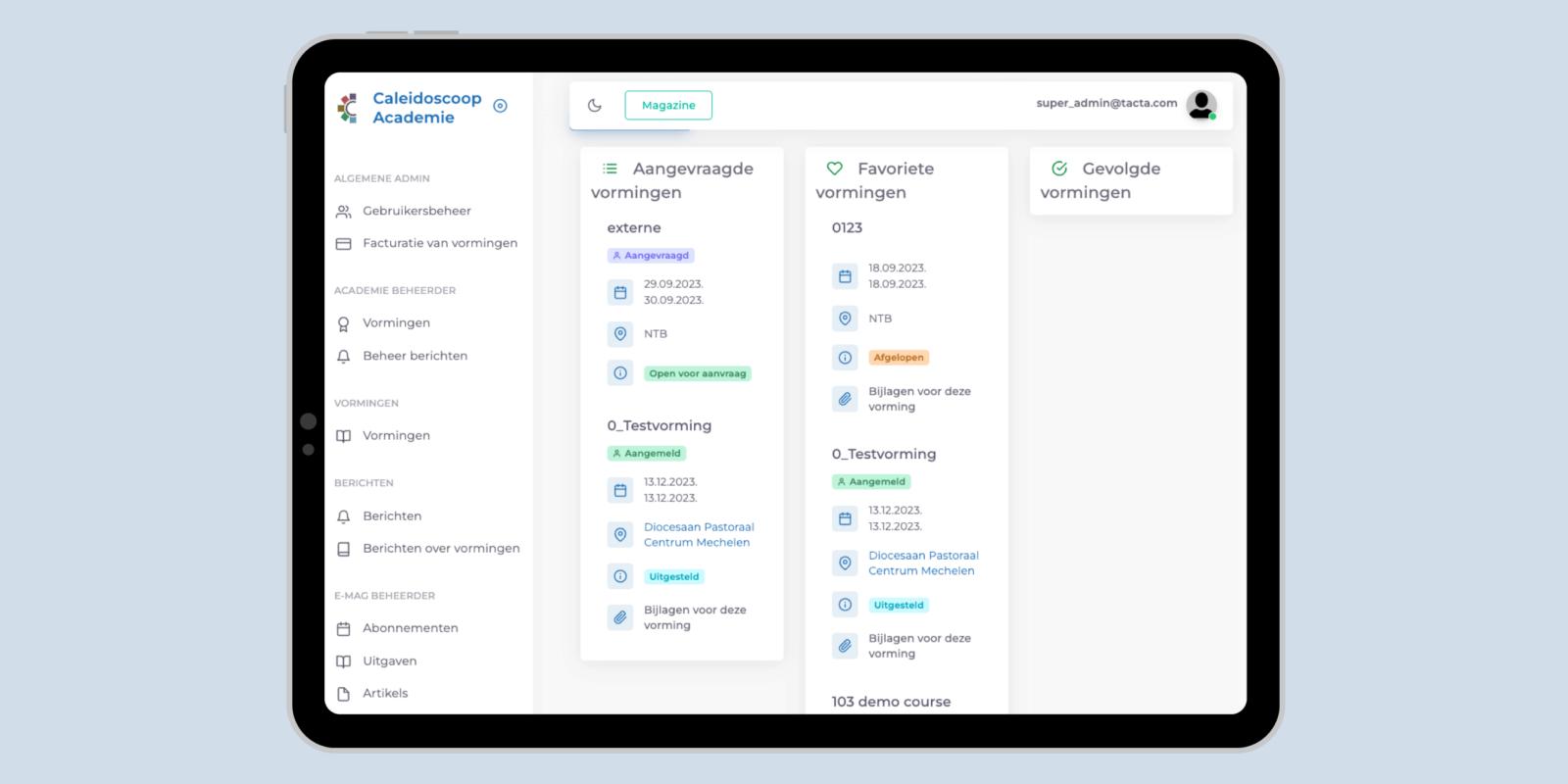 A learning management system — Tacta
